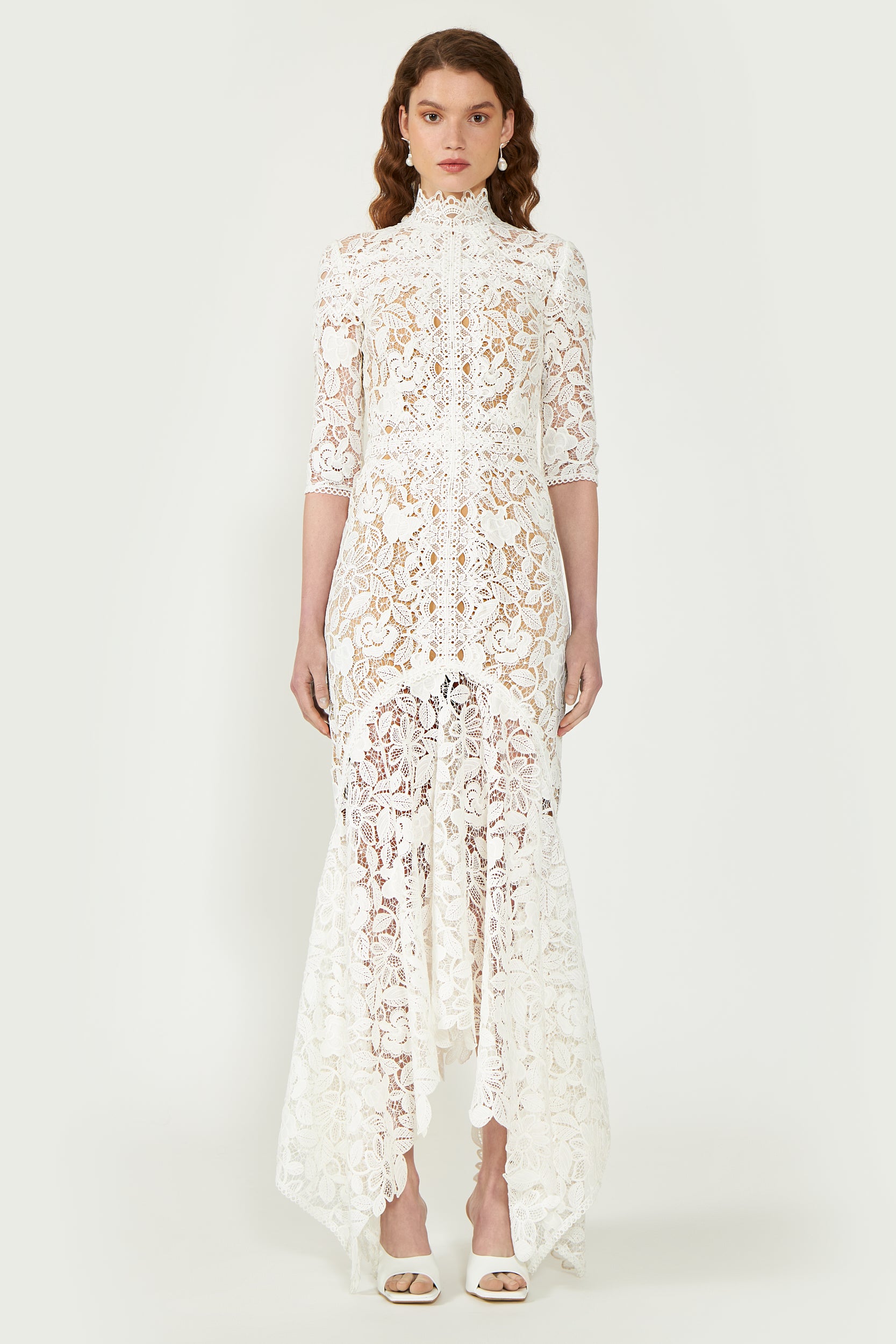 Kalissa Guipure Lace Dress in White | Official Costarellos Store