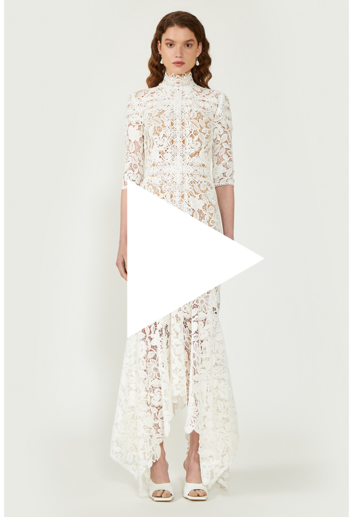 Kalissa Guipure Lace Dress in White | Official Costarellos Store